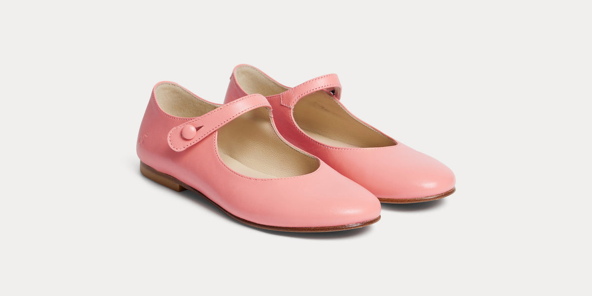 Ella coral leather ballerina flats • Bonpoint