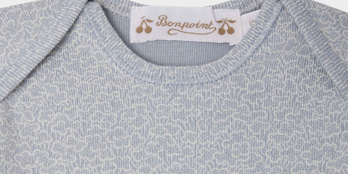 Timi printed set with American neckline in blue-grey organic cotton ...
